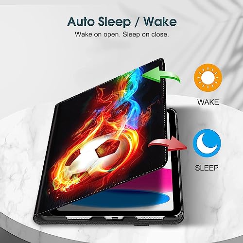 Case for iPad Pro 11 Inch 4th/3rd/2nd/1st Generation 2022/2021/2020/2018, Multi-Angle Smart Stand Cover Auto Sleep/Wake Fit iPad Air 4/5,Color Flame Soccer