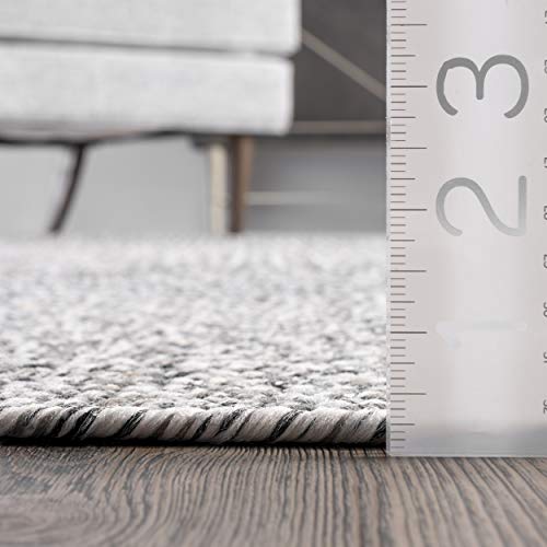 nuLOOM Wynn Braided Indoor/Outdoor Runner Rug, 2' 6" x 6', Light Grey/Salt and Pepper