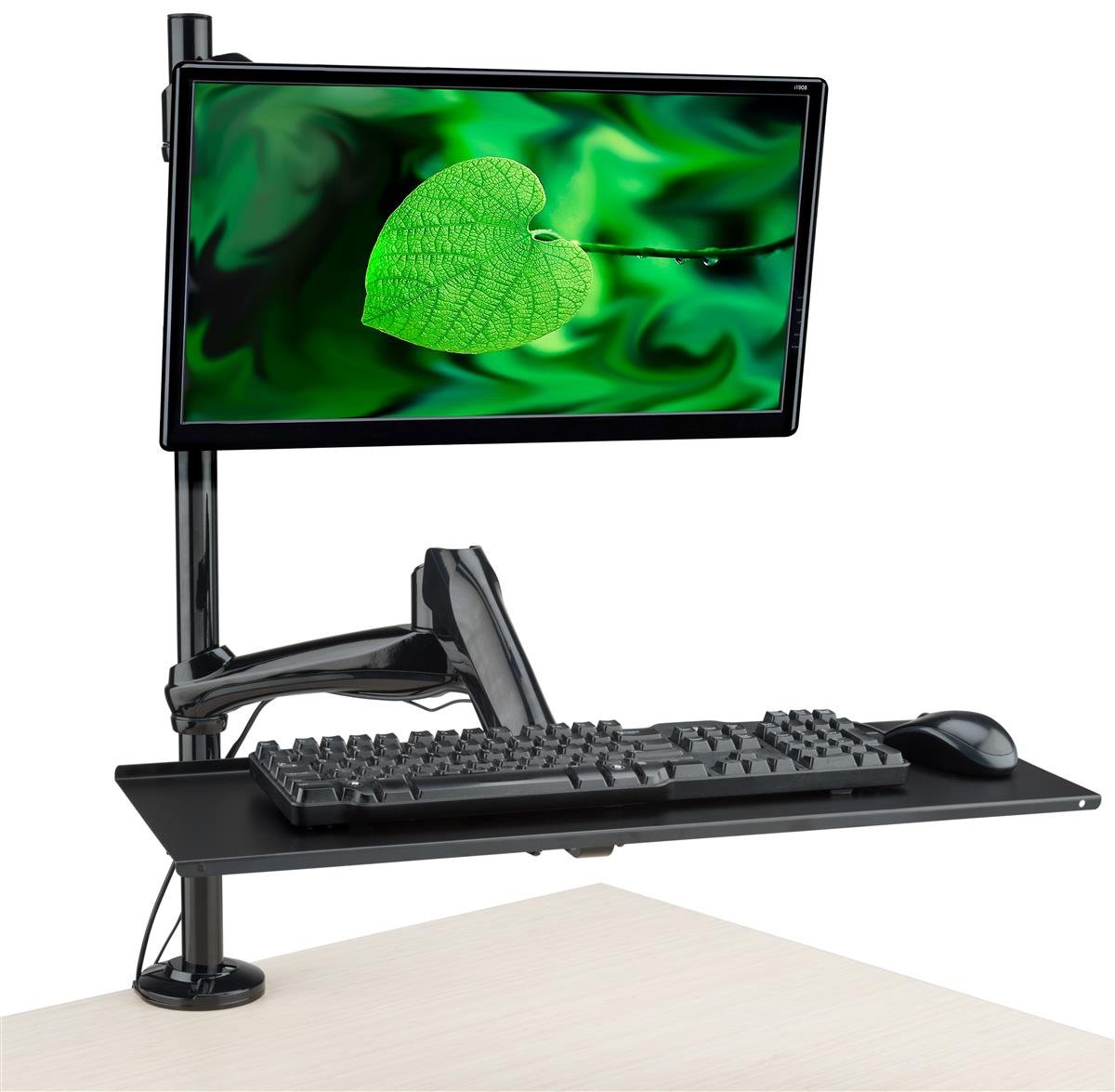 Displays2go Flat Screen Monitor Clamp System has Extendable Bracket, Steel, Aluminum β Black Finish (LMSSWDM2A)