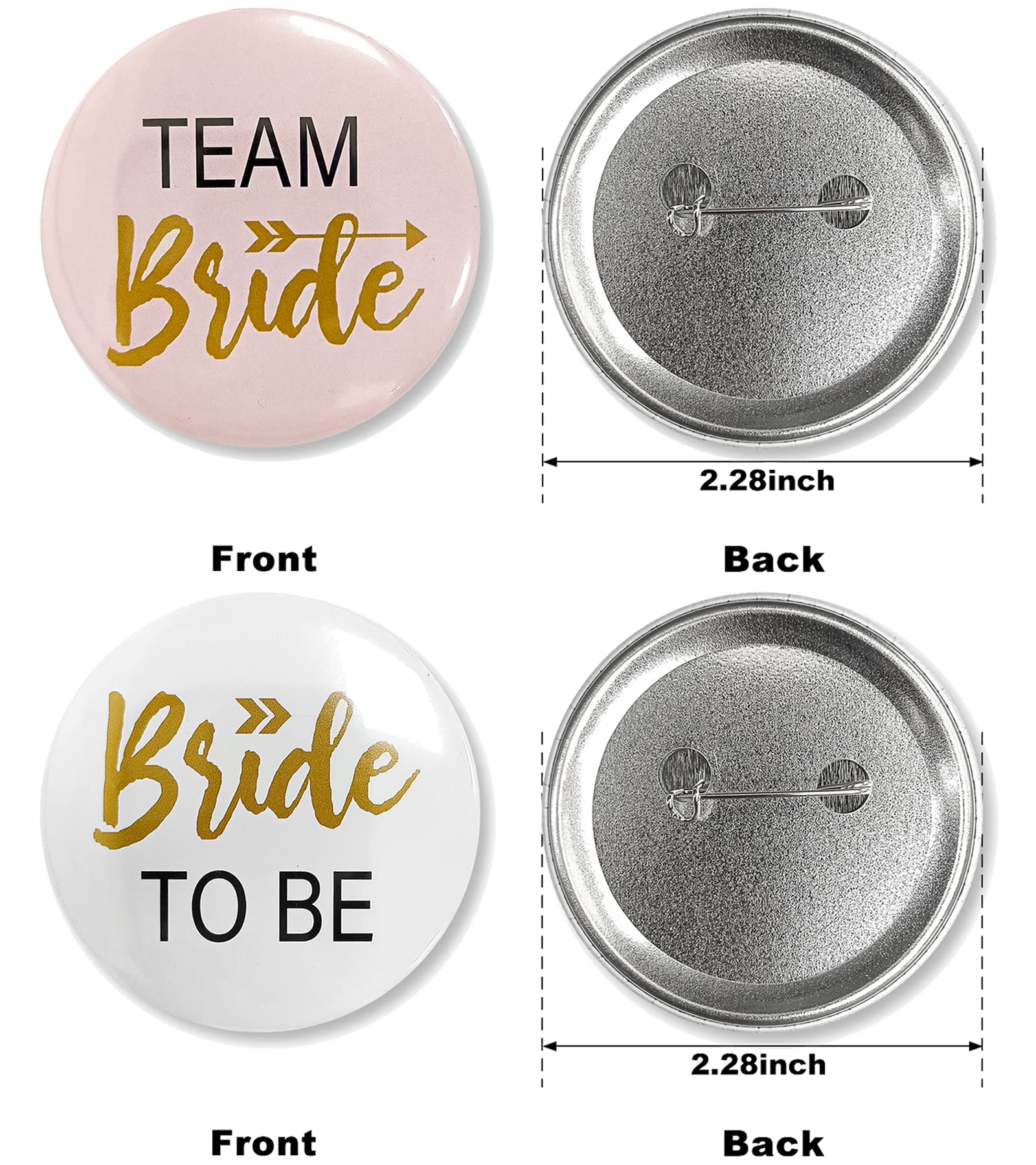 Bride Team Bride Buttons Pins,Wedding Party Bride Shower Tinplate Badge Pins Set Bridesmaid Group Button Bachelorette Party Bride to be Gift Decorating Accessory 6 Pcs
