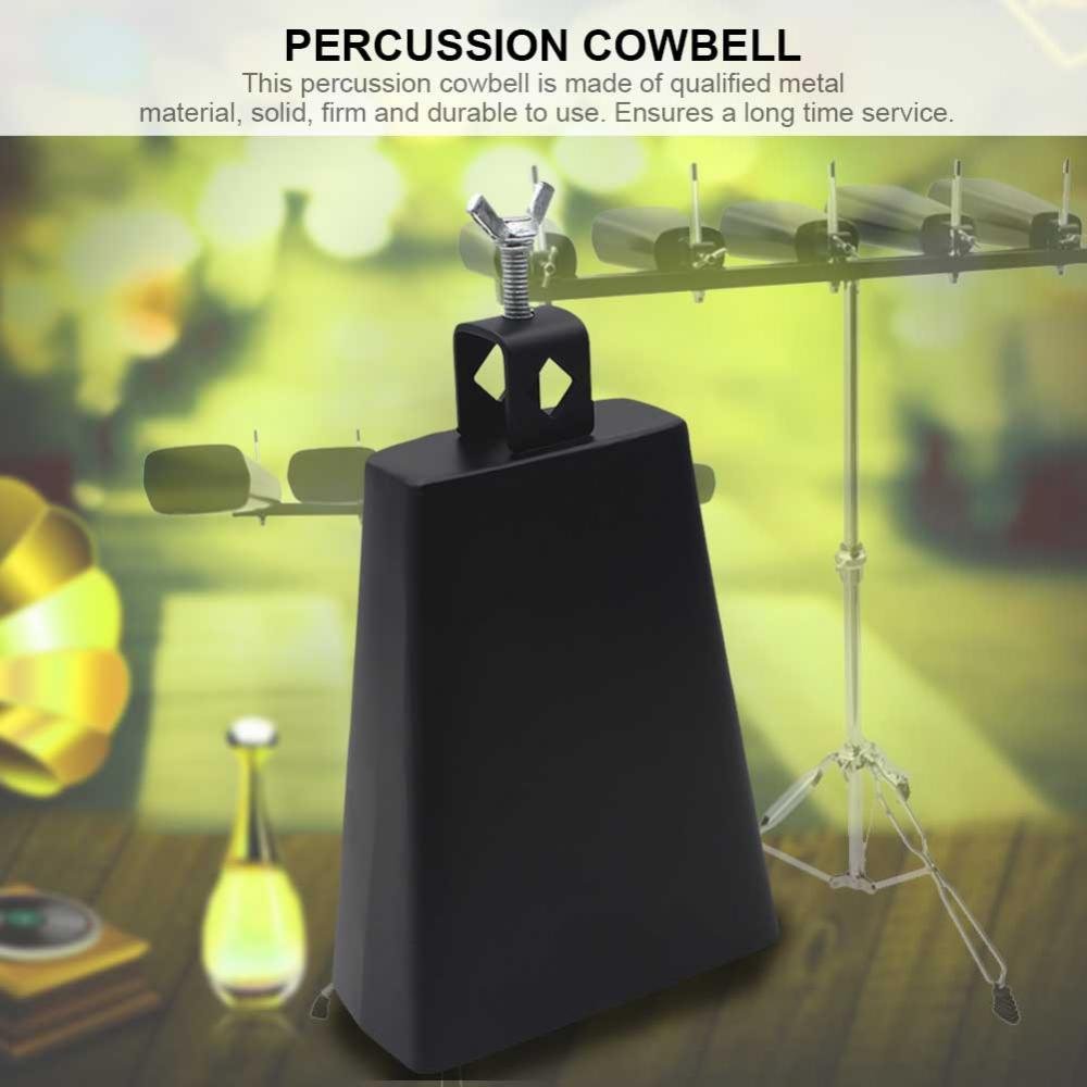 Cowbell Drum Cencerro,Plastic Cow Bell,Latin Percussion Cowbell 6 Inch Metal Cowbell Noise Maker with Handle for Drumset Kit Percussion Come with Stick Black Cow Bells Cowbell Drum Musical Cow Bell