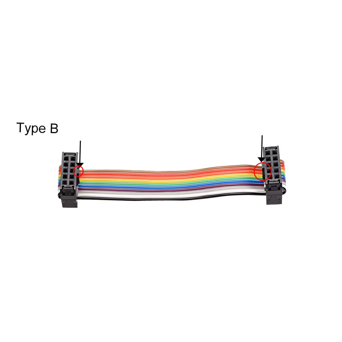 uxcell IDC Rainbow Wire Flat Ribbon Cable 10 Pins 66cm Length 2.54mm Pitch Type-B