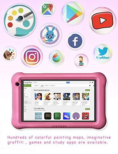 ARKNIKKO Kids Tablet,Tablet for Kids 7” HD - WiFi Dual Camera 32GB ROM Android 10, IPS HD Touch Screen, KIDOZ Pre-Installed, Parental Control Mode, 360°Adjustable Bracket, Kid-Proof Case