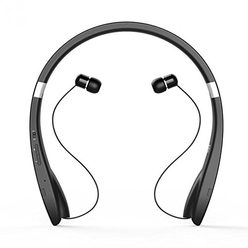 Neckband Wireless HiFi Sound Headset w Retractable Earbuds Premium Earphones Headphones Hands-Free Mic [Folding] for Amazon Fire HD 10, 8, Kindle DX, Fire, HD 6, 7, 8.9, HDX 7, 8.9