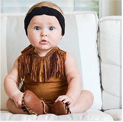 Infant Baby Girl Fringe Faux Suede Romper - Western Style Halter Sunsuit, Adjustable Straps (Brown, 6-12 Months)