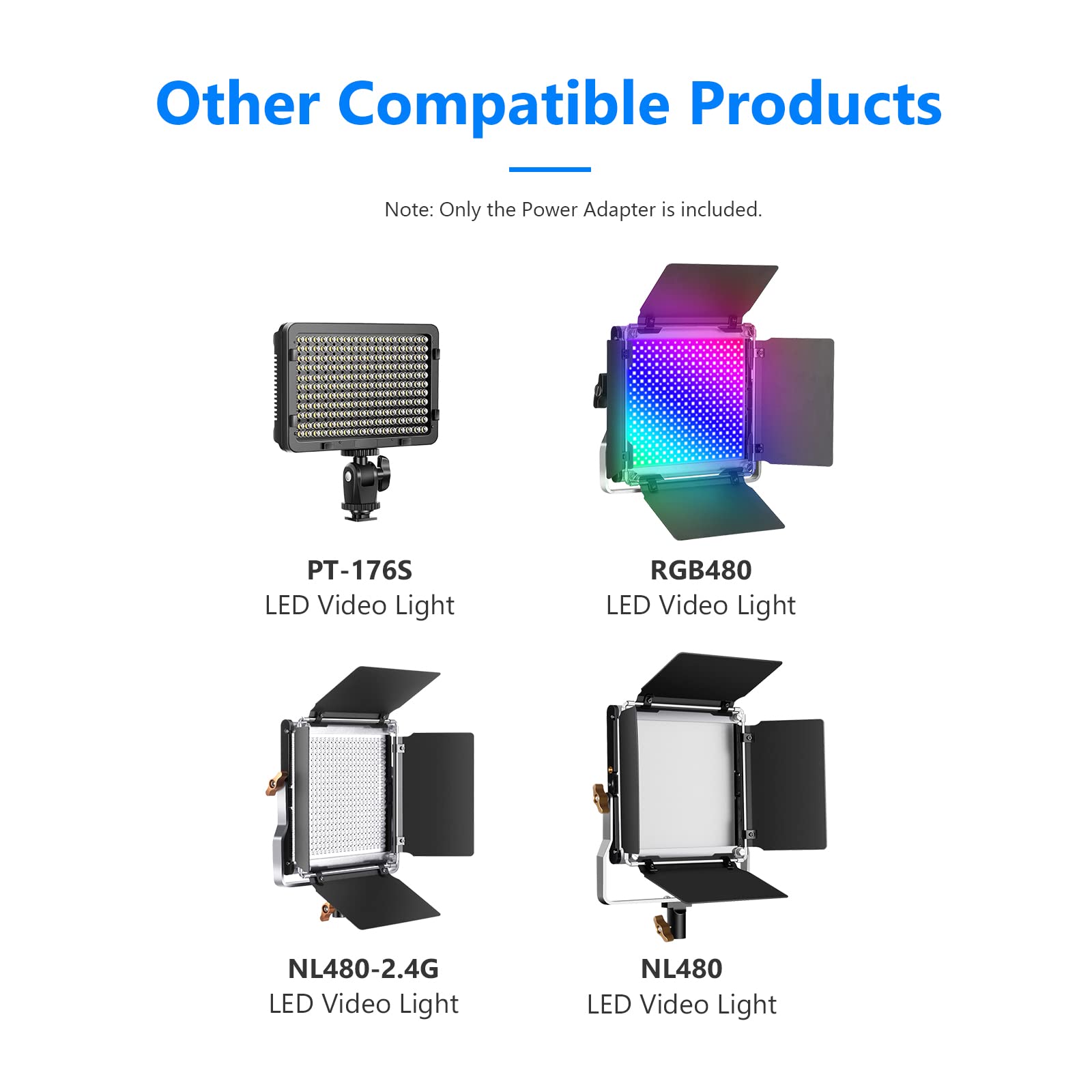 Neewer AC 100-240V to DC 12V 3A 36W Power Supply Adapter with 6.5 feet/2 Meters Power Cable Compatible with 480 LED Video Light and Max. 12V 3A 36W Ring Light, UL Listed (US Plug)