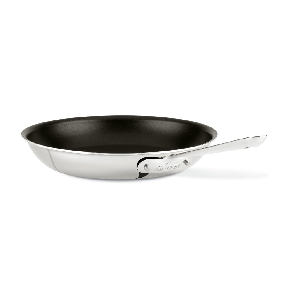 All-Clad D3 3-Ply Stainless Steel Nonstick Fry Pan 12 Inch Induction Oven Broiler Safe 500F Pots and Pans, Cookware Silver