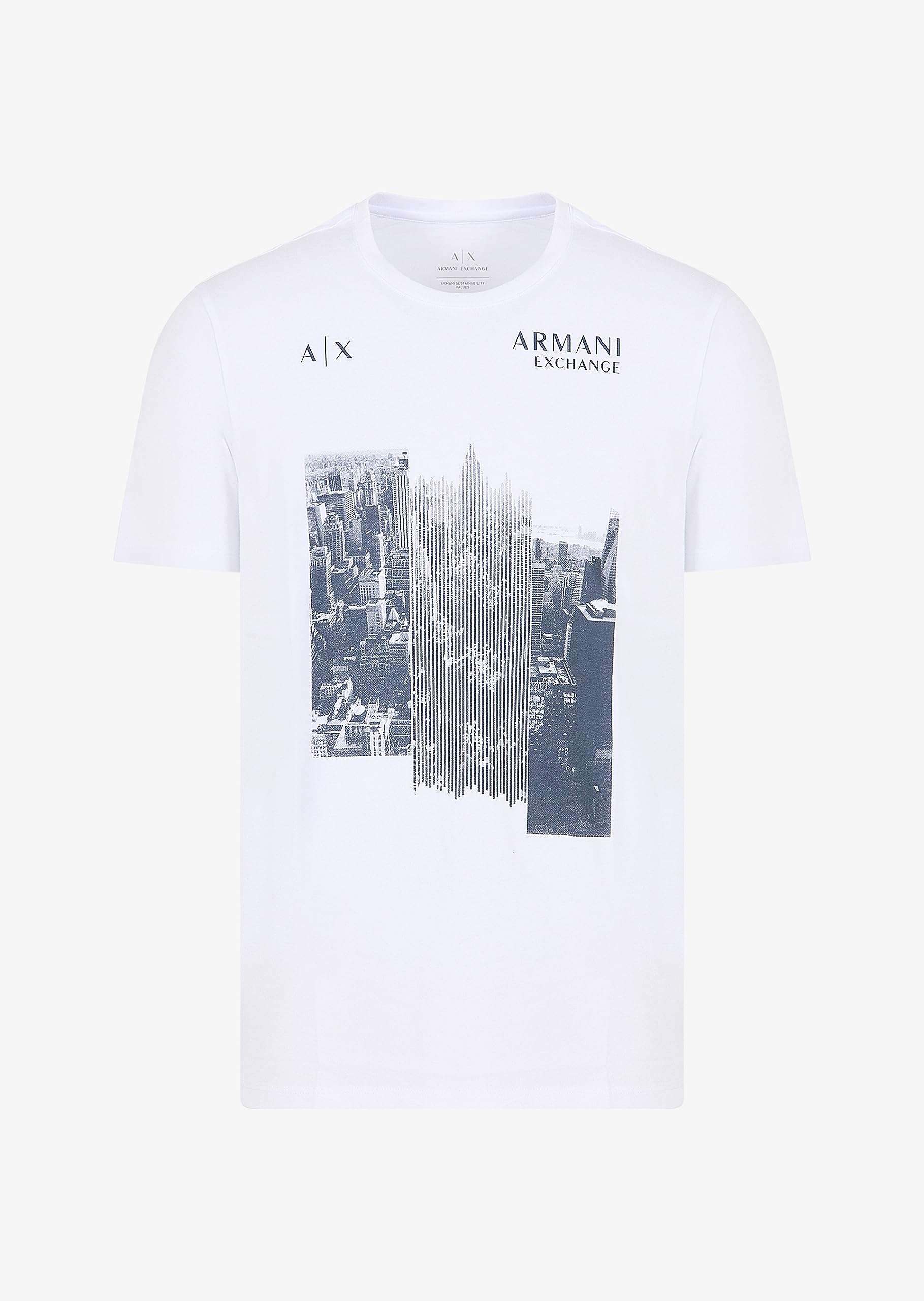 A | X ARMANI EXCHANGE Men's Slim Fit Crew Neck Cotton Jersey City Graphic Tee, Black, L
