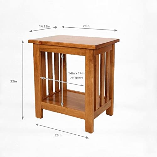 Best Living USA Mission Style Pine End Table, Amish Handcrafted, Wood, Side Table, Bedside Table, Nightstand, Furniture, Made in USA, 22.5