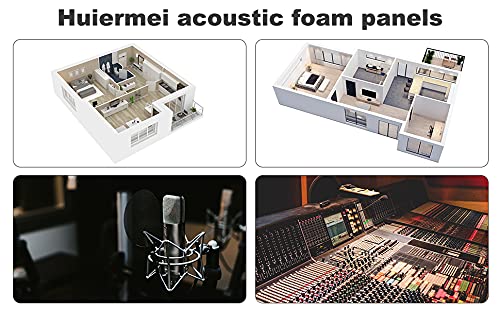 Acoustic Foam Panels Fireproof Sound Absorbing Panels Studio Foam Wedges for Walls, 1" X 12" X 12" (12Pack Black)