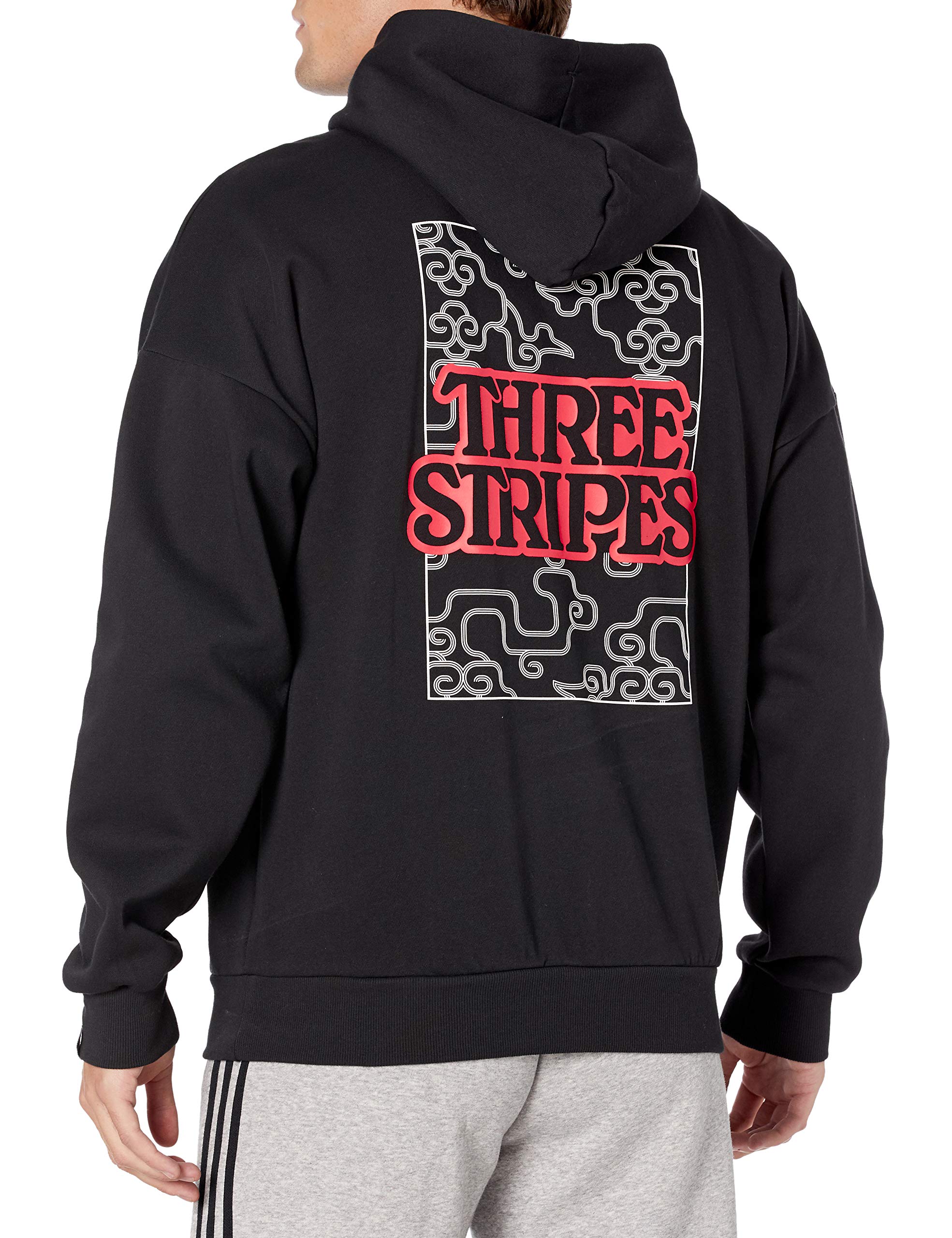 adidas mens 3-Stripes Cloud Fleece Hoodie Black X-Large