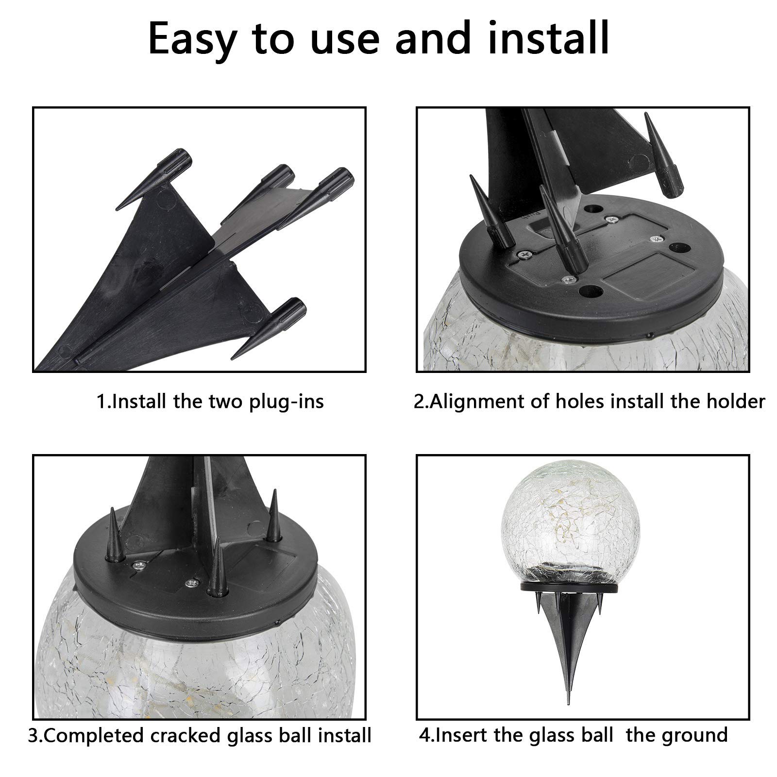 VEWOSTAR Solar Glass Ball Light Outdoor Decor 4.73Inch Solar Landscape Light for Garden Lawn Yard