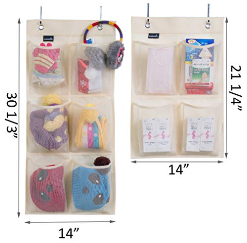 MISSLO Hanging Organizer Over The Narrow Closet Door For Shoes, Hats, Gloves, Snacks, Pack 2, Beige