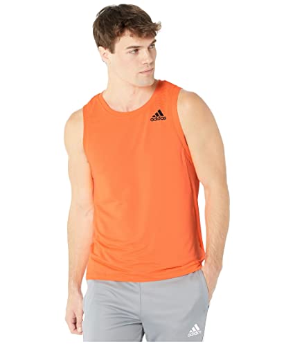 adidas mens AEROREADY 3-Stripes Tank Primeblue Screaming Orange Medium