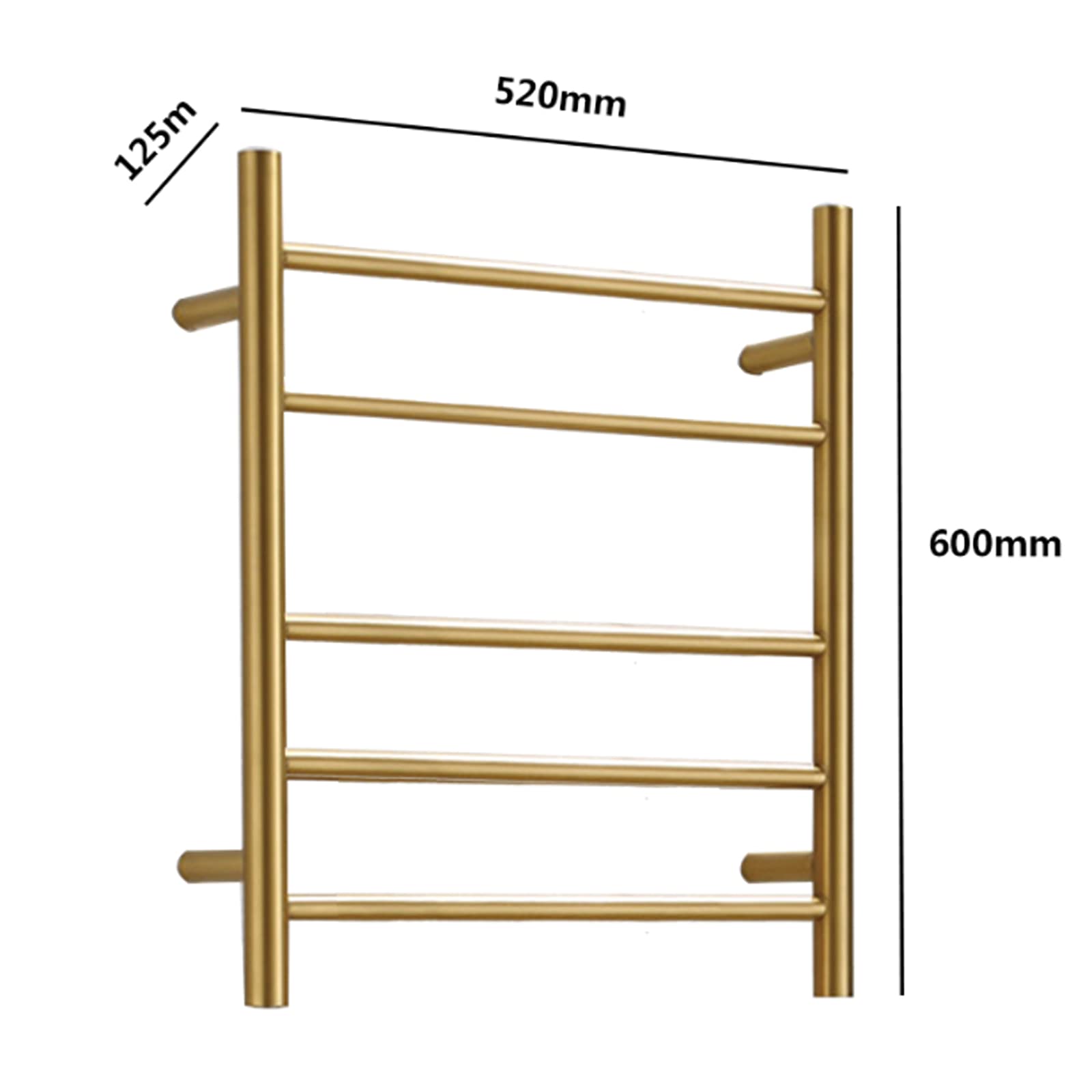 Towel Warmer Drying Rack, Electric Brushed Gold Heated Towel Rail Radiator for Bathroom, Wall Mounted Heated Towel Rack with On/Off Switch, 304 Stainless Steel, 600X520x125mm,Hardwired