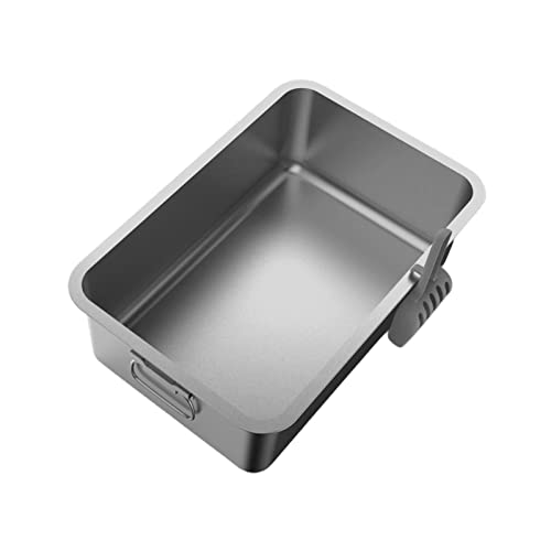 Milageto Rabbit Cat Litter Container Holder Stainless Steel with Scoop Rust Resistant Accessories Smooth Surface Simple to Clean Anti Splashing Durable, 50x35x10cm