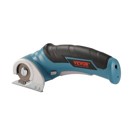 VEVOR Cordless Electric Scissors, 3.6V 2000mAh Mini Electric Rotary Fabric Cutter, 1.6" Sharp Blade, with Replacement Blade and Battery Charger, for Cutting Carpet, Cardboard, Leather, Paper, Plastic