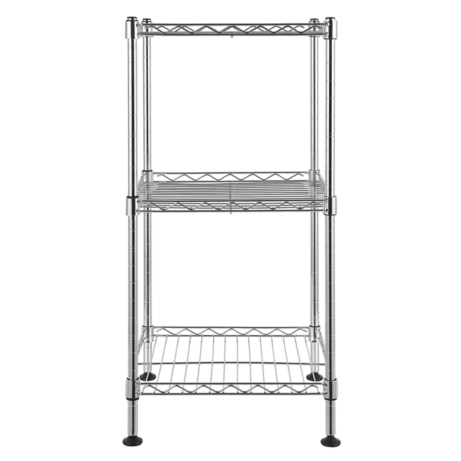 Metal Storage Rack,3-Tier Steel Wire Shelving Tower,Metal Storage Shelf Unit for Laundry Bathroom Kitchen Pantry Closet, Silver