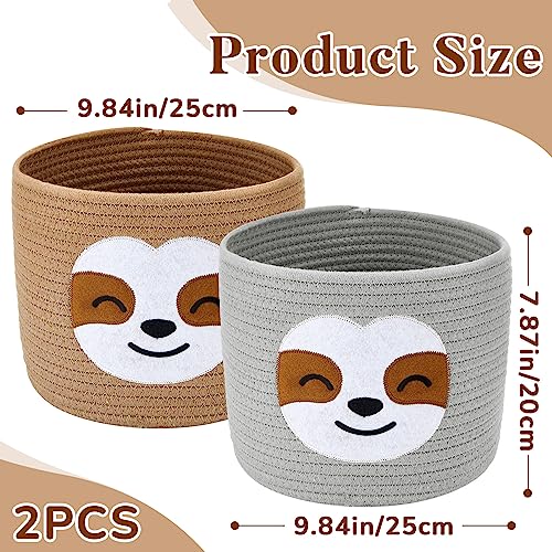 Kigeli 2 Pcs Sloth Small Woven Basket Storage Basket Sloth Basket Cotton Rope Baskets for Storage Baby Basket for Nursery Room Decor Diaper, Blankets, Toy Organizer