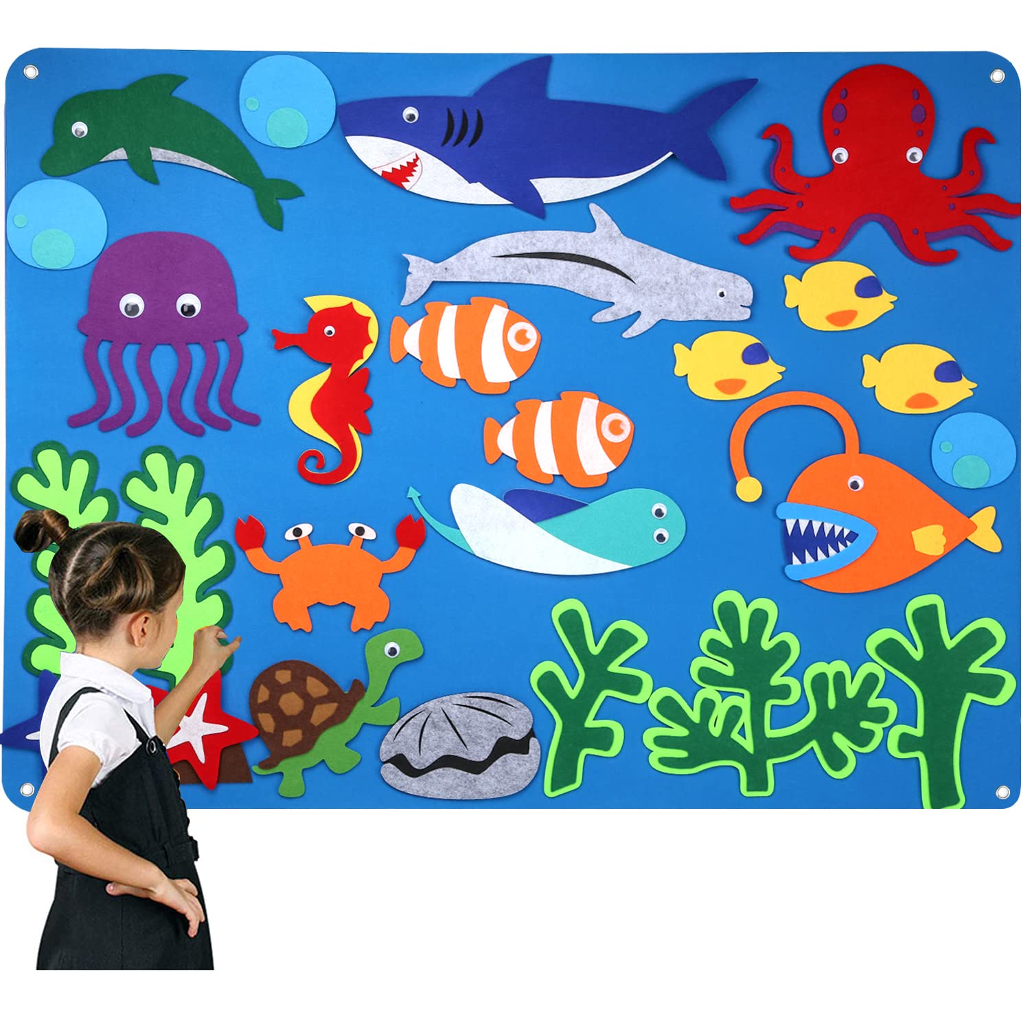 Crafty Toyz Ocean Animals Felt Board Set β Toddler Sea Creatures Play Kit β Kids Preschool Classroom Story Crafts β Toddlers Learning Animal Wall Toy