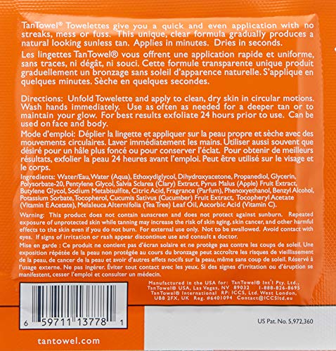TanTowel Full Body Tan Towelettes - 5 Pack, Dark, 0.5 Fl Oz (Pack of 5)