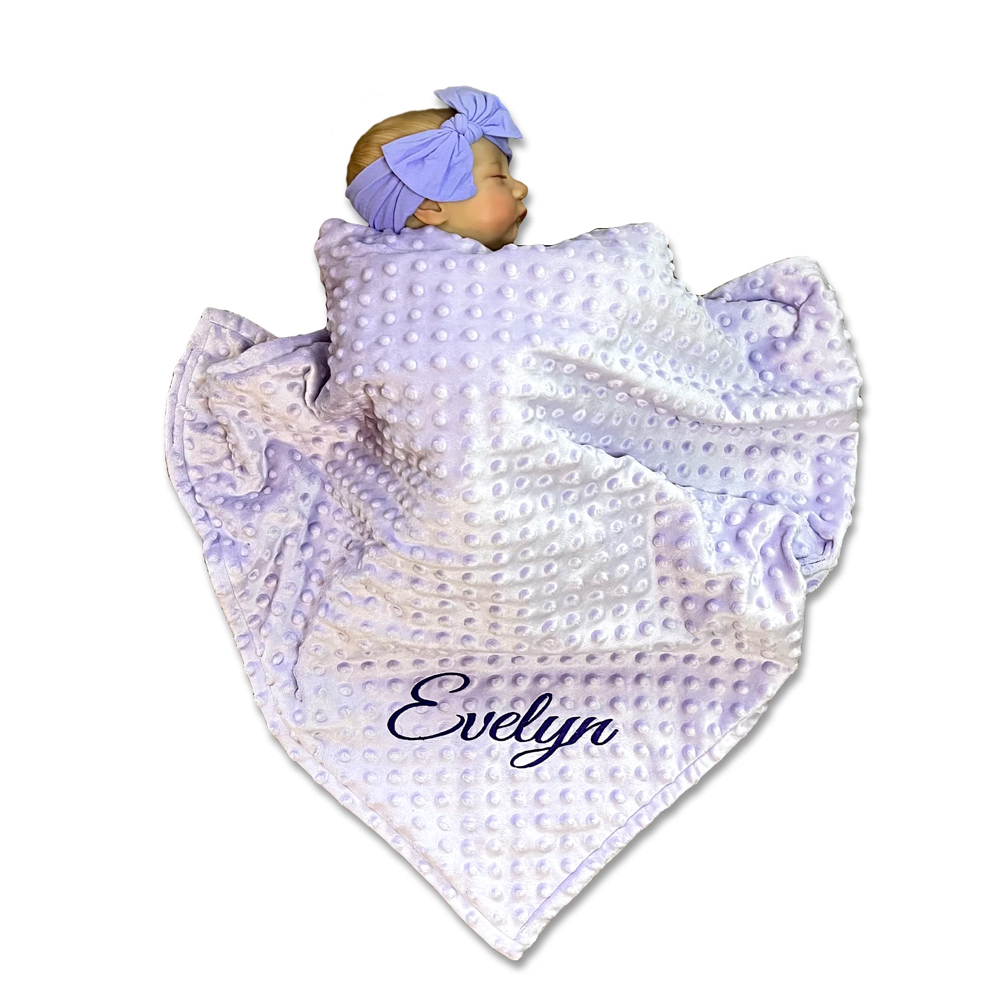 AleMir Fashion Embroidered Blanket Baby – Beautiful Monogrammed Blanket – Large Personalized Baby Blanket for Boys and Girls – Soft Polyester Baby Blanket with Custom Name – 28 x 34-inch