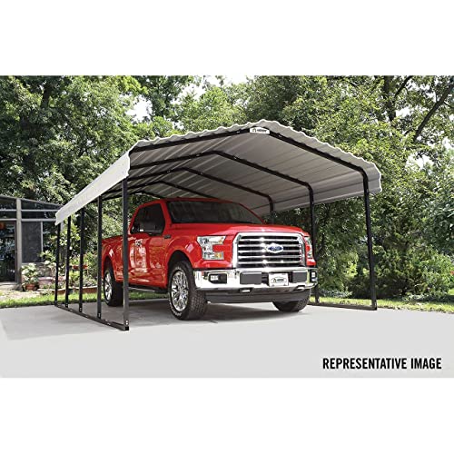 Arrow Carports Galvanized Steel Carport, Full-Size Metal Carport Kit, 12' x 24' x 7', Eggshell