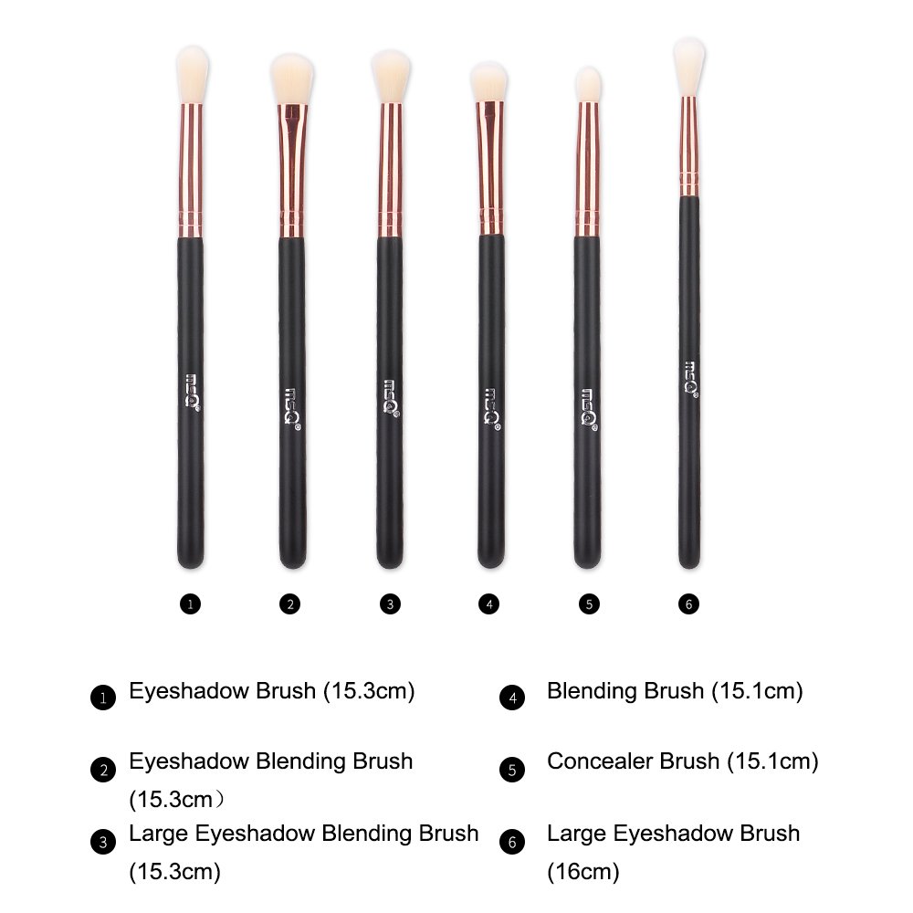 MSQ Eye Brush Set Rose Gold 6pcs Eyeshadow Set Eyebrow Brush Makeup Brushes Eyeliner Brush for Eyeshadow, Eyebrow, Eyeliner, Blending, Concealer, Best for Gifts