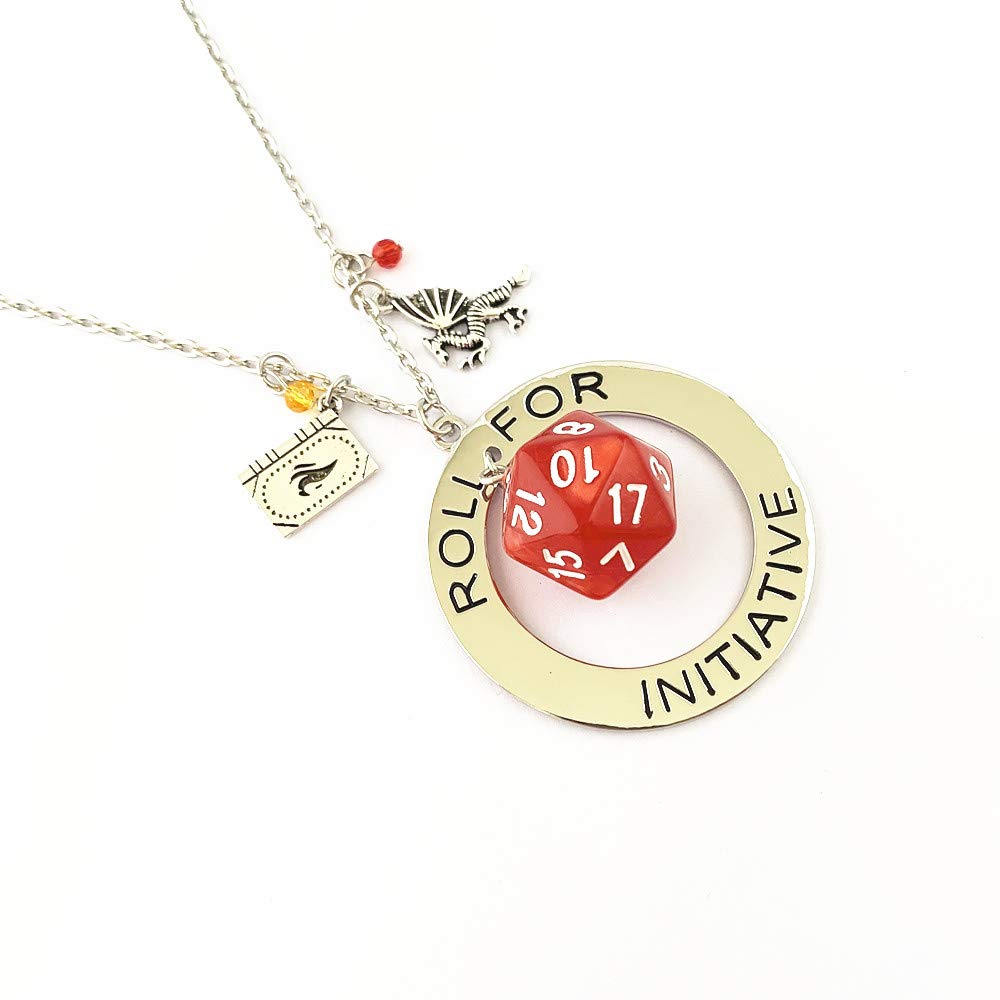 FJCPHAHA Roll for Initiative Game Dunge RPG TTRPG Polyhedral Dragons Master necklace D4-D20 20-Sides Die Dice Critical Tabletop Role Playing Game Roleplaying DM GM Necklace