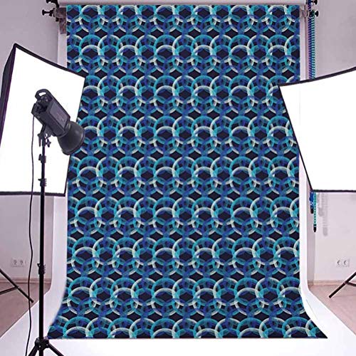 5x7 FT Geometric Vinyl Photography Backdrop,Overlapping Entangled Polka Dots Pattern in Modern Style Abstract Grunge Circles Background for Photo Backdrop Baby Newborn Photo Studio Props