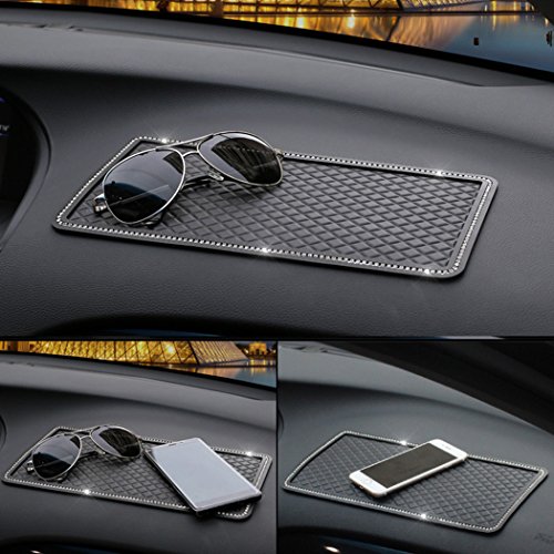 MLOVESIE Glitter Bling Crystal Anti-Slip Phone Hold Dashboard Sticky Pad Non-Slip Mat (Black)