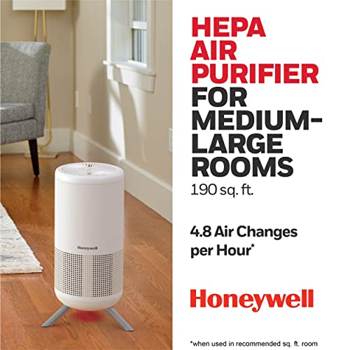 Honeywell Designer UltraQuiet Technology HEPA Air Purifier Tower, Medium-Large Room (190 sq ft) White β Features Intelligent Auto Mode - Wildfire, Smoke and Airborne Allergen Air Purifier, HPA830