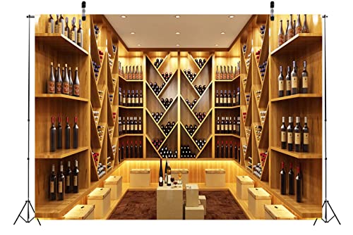 BELECO 10x8ft Fabric Luxurious Wine Cellar Backdrop Wine Vault Bar Club Pub Backdrop Wine Cabinet Red Wine Whiskey Bottles Background Wine Theme Party Decor Wallpaper Men Women Adults Photo Props