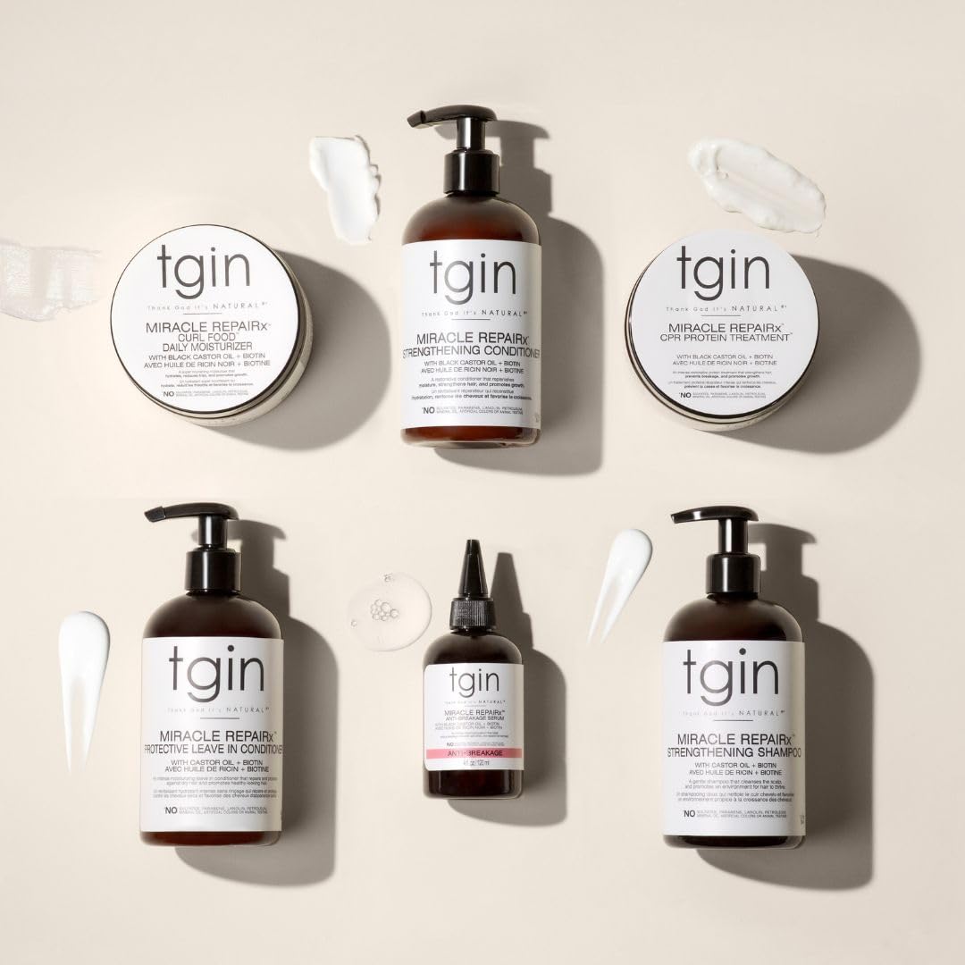 tgin Miracle RepaiRx Curl Food Daily Moisturizer for Curly, Coily and Wavy Hair, Moisturizing Curl Cream for Dry, Damaged Hair, 12 oz