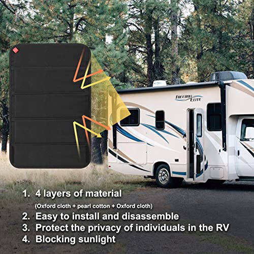 Beletops Foldable Velcro RV Door Window Shade,Camper Door Shade, Thin Shade Ready RV Window Shade,Blocking The Sun's Rays Makes The Interior of The RV Dark for RV Accessories Shade【25''x16''】 Black