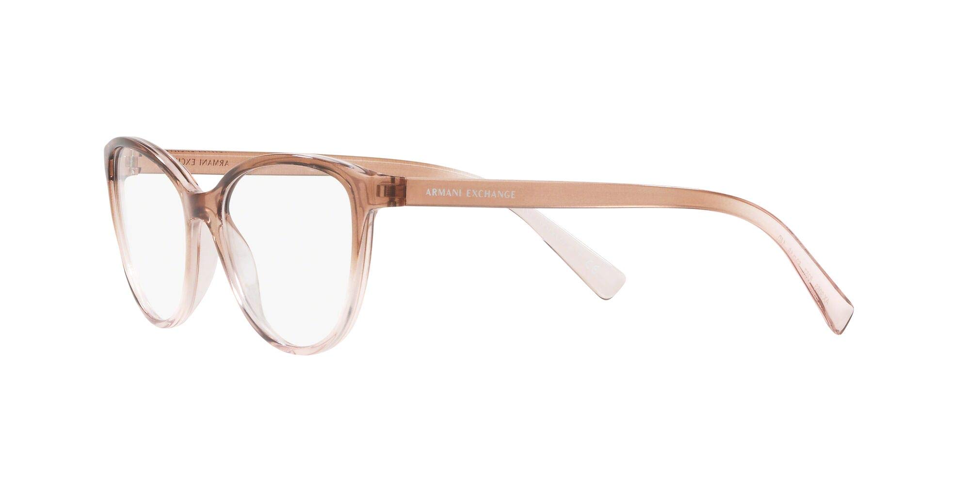 A|X ARMANI EXCHANGE Women's AX3053 Square Prescription Eyeglass Frames, Transparent Tundra/Rose/Demo Lens, 53 mm