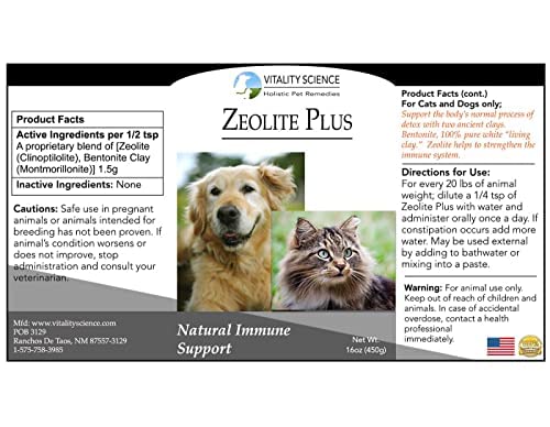 Vitality Science Zeolite Plus for Cats | Immune Support | Balances pH | Supports Energy Processes (4 lbs)