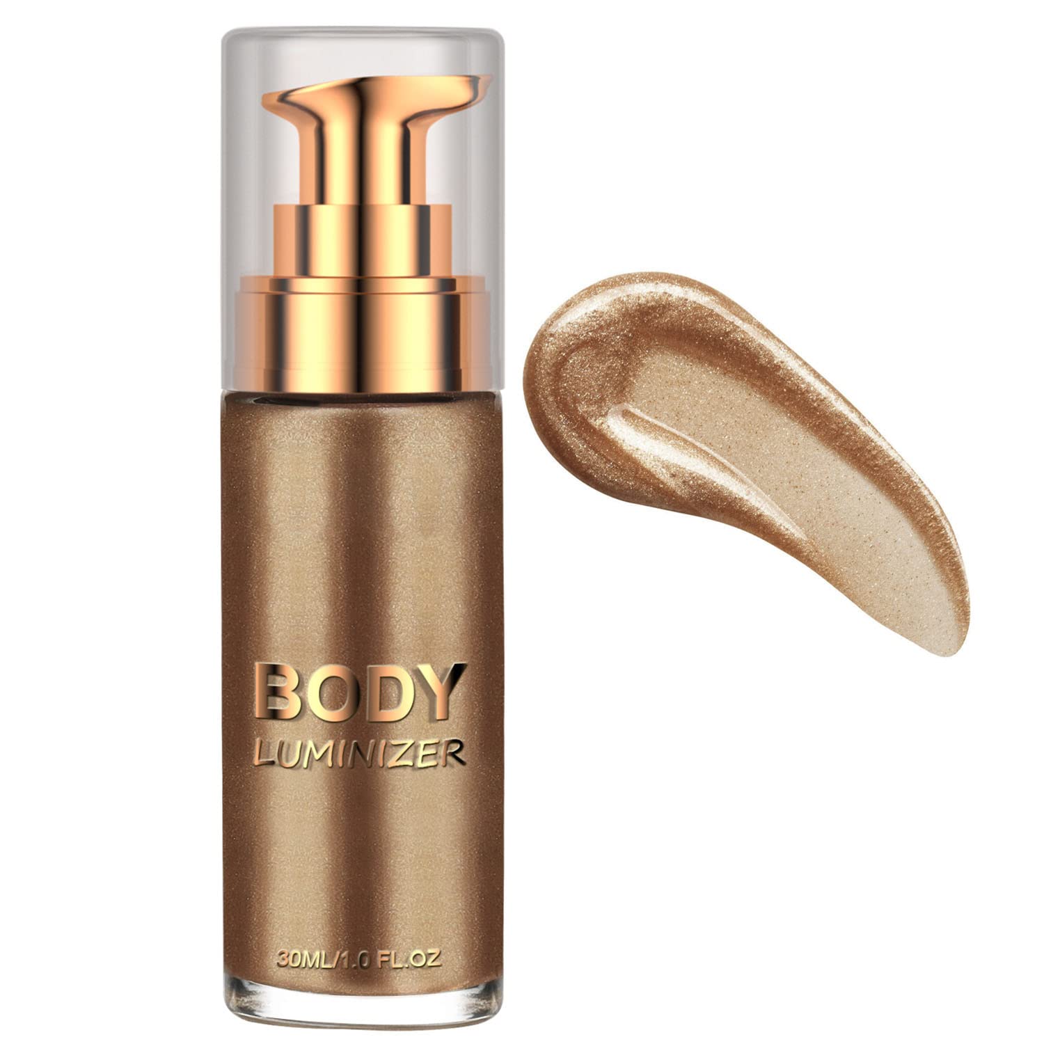 Body Luminizer, Highlighter Makeup Waterproof Moisturizing Glow Illuminator Liquid Foundation for Face & Body,Smooth Body Shimmer Lotion(#03 Glistening Bronze)