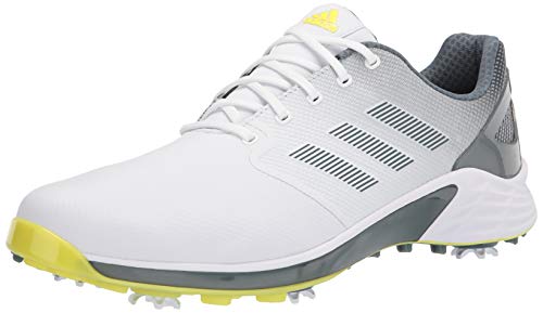 adidas mens Zg21 Golf Shoe, White/Acid Yellow/Blue Oxide, 10 US