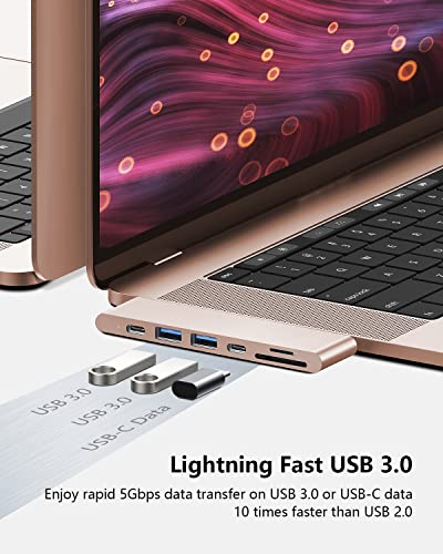 Purgo USB C Hub for MacBook Pro Air 13 15 inch M1 2022/2021-2018, MacBook Adapter with 4K HDMI, 100W PD, 40Gbps TB3 5K@60Hz, USB-C, 2 USB 3.0 and SD/Micro Card Readers