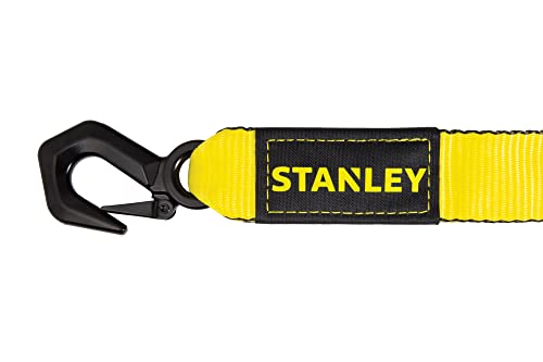 STANLEY S1053 Black/Yellow 2" x 30' Tow Strap with Tri-Hook (9,000 lb Break Strength) for Disabled Recreational Vehicles