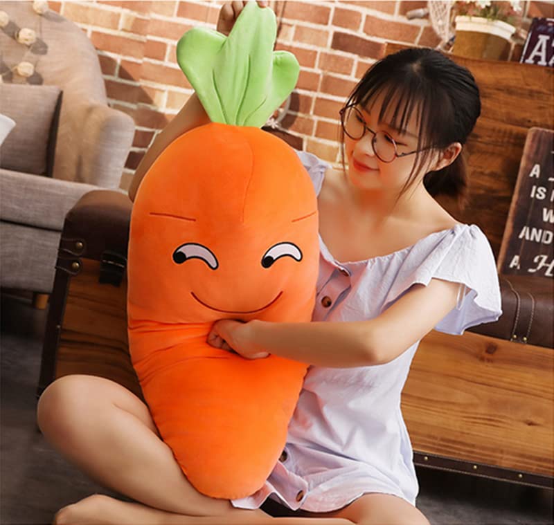 JOSON Orange Imitation Carrot Pillow, Children's Sleeping Pillow Doll, Plush Toy pad, Used for Bedroom, Sofa and Office Decoration （17.7inch）