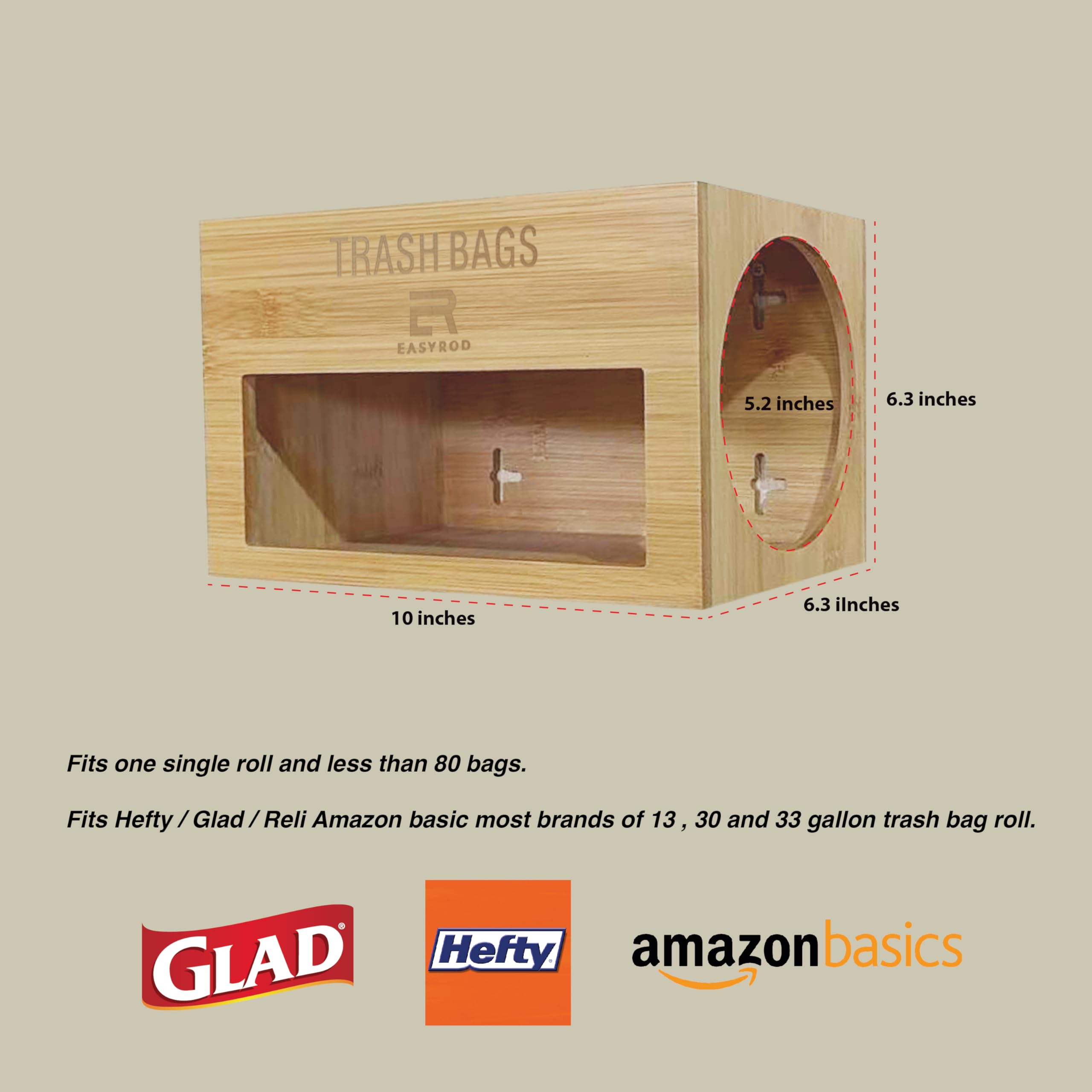 EASYROD Inspire Your Space with Our Easy-to-Use and Beautifully Designed Trash Bag Holder - Larger Capacity Trash Bag Dispenser with Sturdy Construction - Practical, Durable, and Easy-to-Install