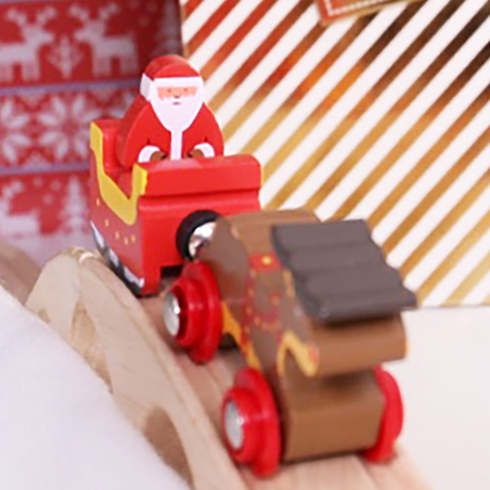 Bigjigs Rail Santa Sleigh with Reindeer - Other Major Wooden Rail Brands are Compatible