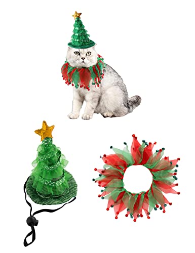 Cat Halloween Costume Small Dogs Cute Hat Kitten Outfit（one Size,Green）