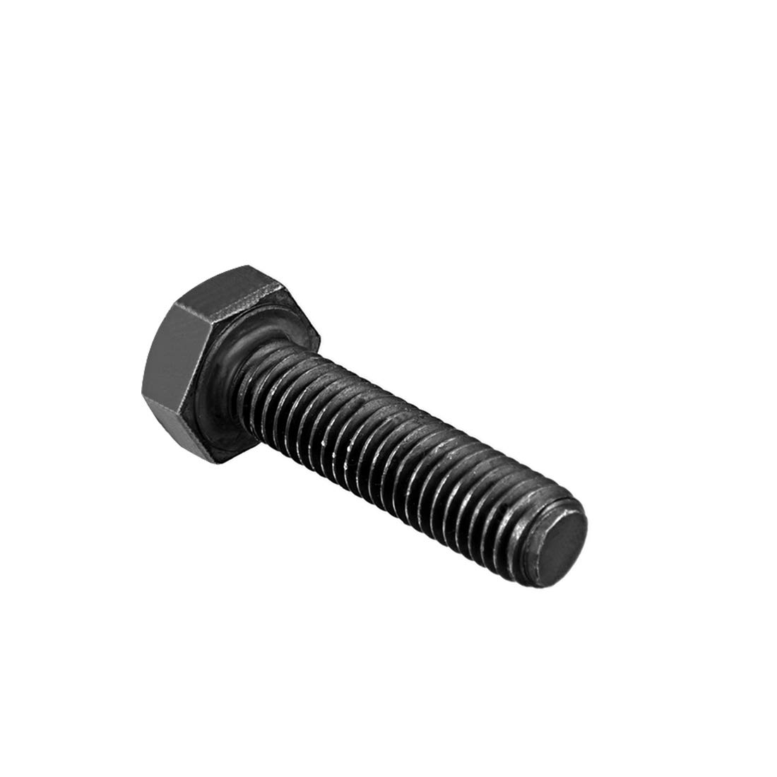 uxcell M8x35mm Hex Head Left Hand Screw Bolts Fastener Carbon Steel Black 2pcs