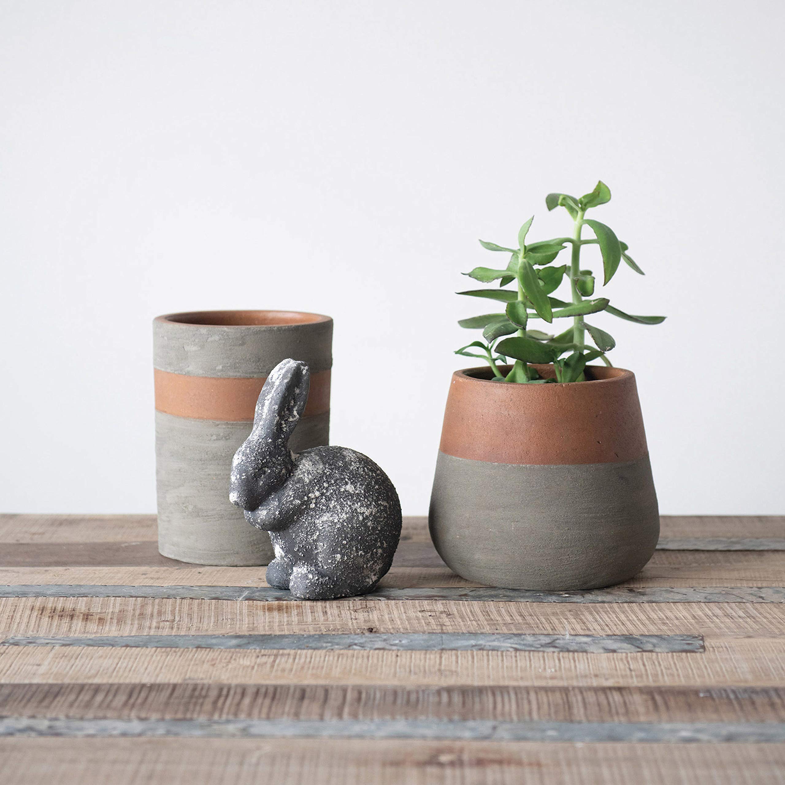 Creative Co-Op Cement Rabbit, Distressed Black Finish Decor