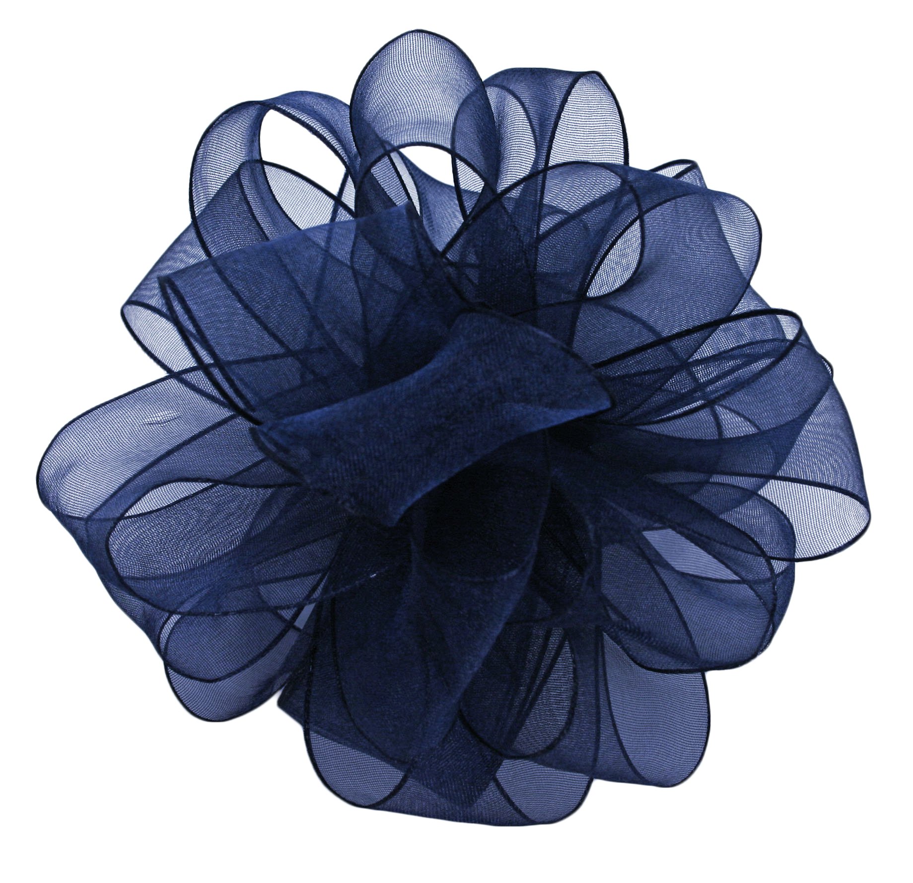 Offray Wired Edge Encore Sheer Craft Ribbon, 1-1/2-Inch Wide by 25-Yard Spool, Navy