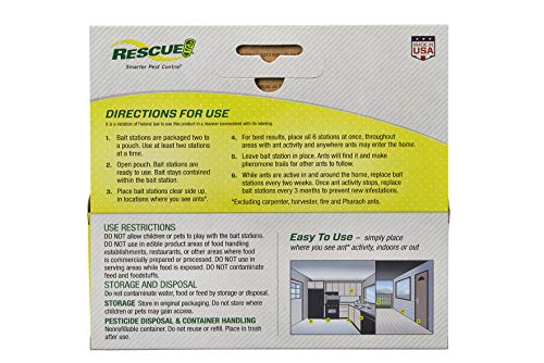 RESCUE! Ant Baits β Indoor Ant Killer, Ant Trap Alternative - 6 Bait Stations