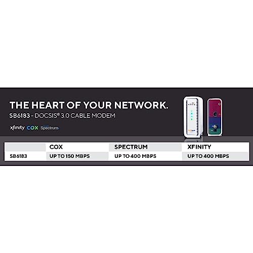 ARRIS SURFboard SB6183-RB DOCSIS 3.0 16x4 Gigabit Cable Modem, Comcast Xfinity, Cox, Spectrum and more, 1 Gbps Port, 400 Mbps Max Internet Speed, Easy Set-up with SURFboard Central App - RENEWED